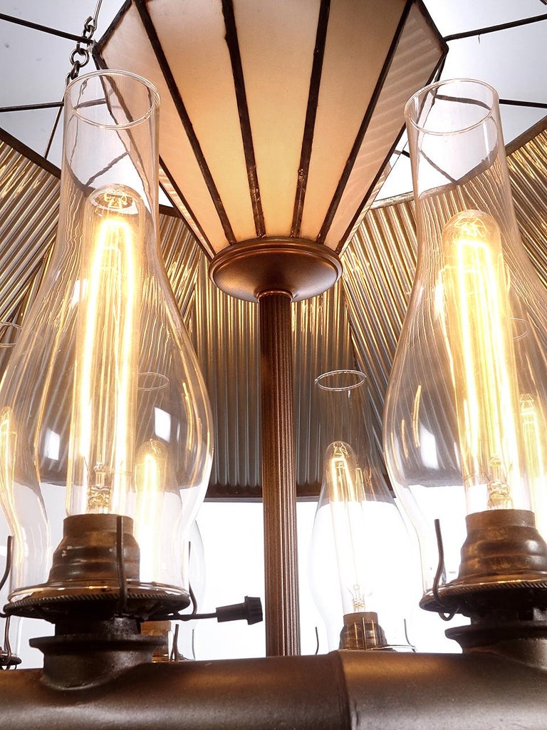 1800s Grand Wheeler Ten-Light Reflector Chandelier at 1stDibs