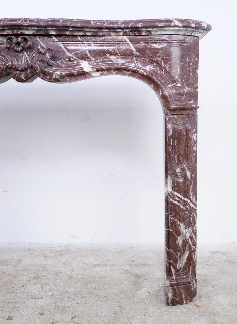 1800s Louis XV Style Rouge Royal Marble Mantel France For Sale at 1stDibs