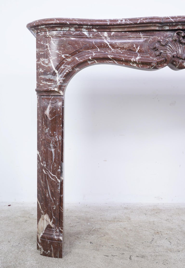 1800s Louis XV Style Rouge Royal Marble Mantel France For Sale at 1stDibs
