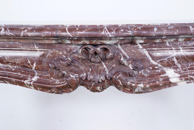 1800s Louis XV Style Rouge Royal Marble Mantel France For Sale at 1stDibs