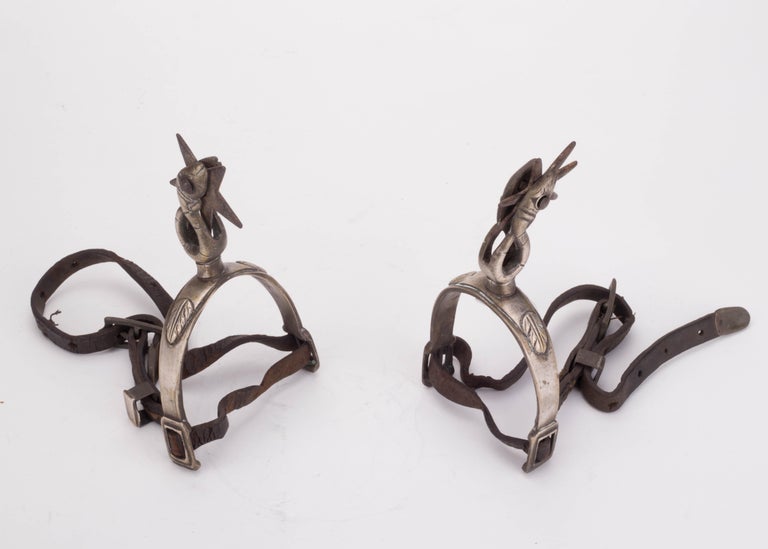 1800s Pair of American Silvered Metal Spurs at 1stDibs