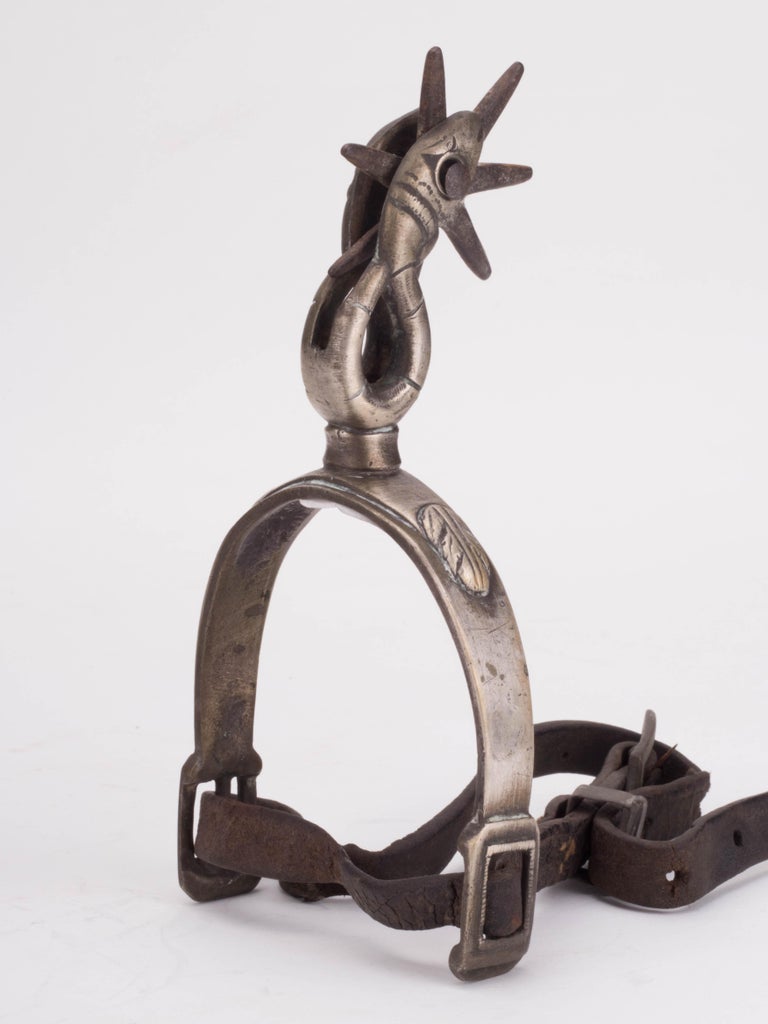 1800s Pair of American Silvered Metal Spurs at 1stDibs