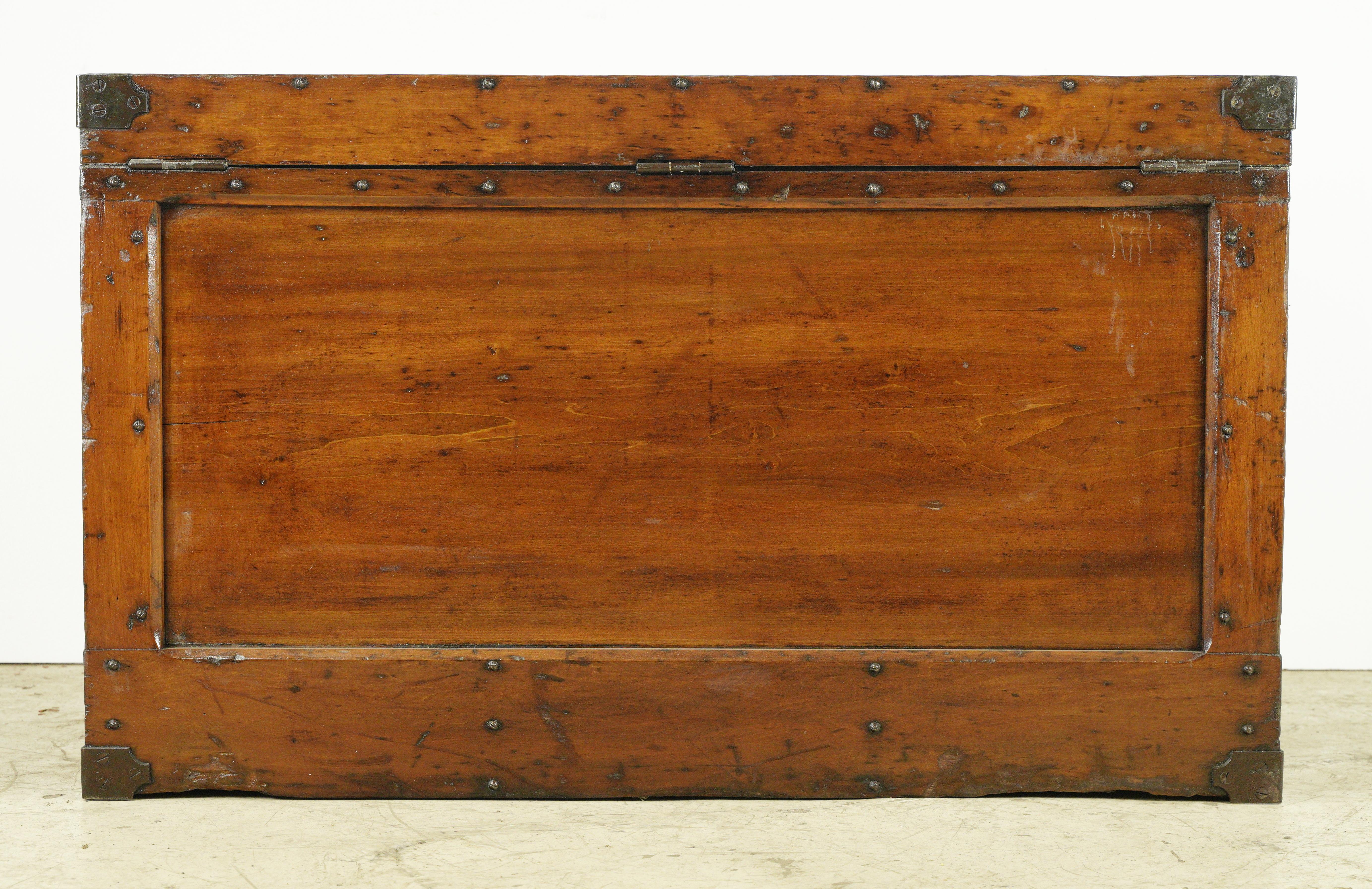 1800s Pine C.H. Tenney Trunk with Leather Straps For Sale at 1stDibs