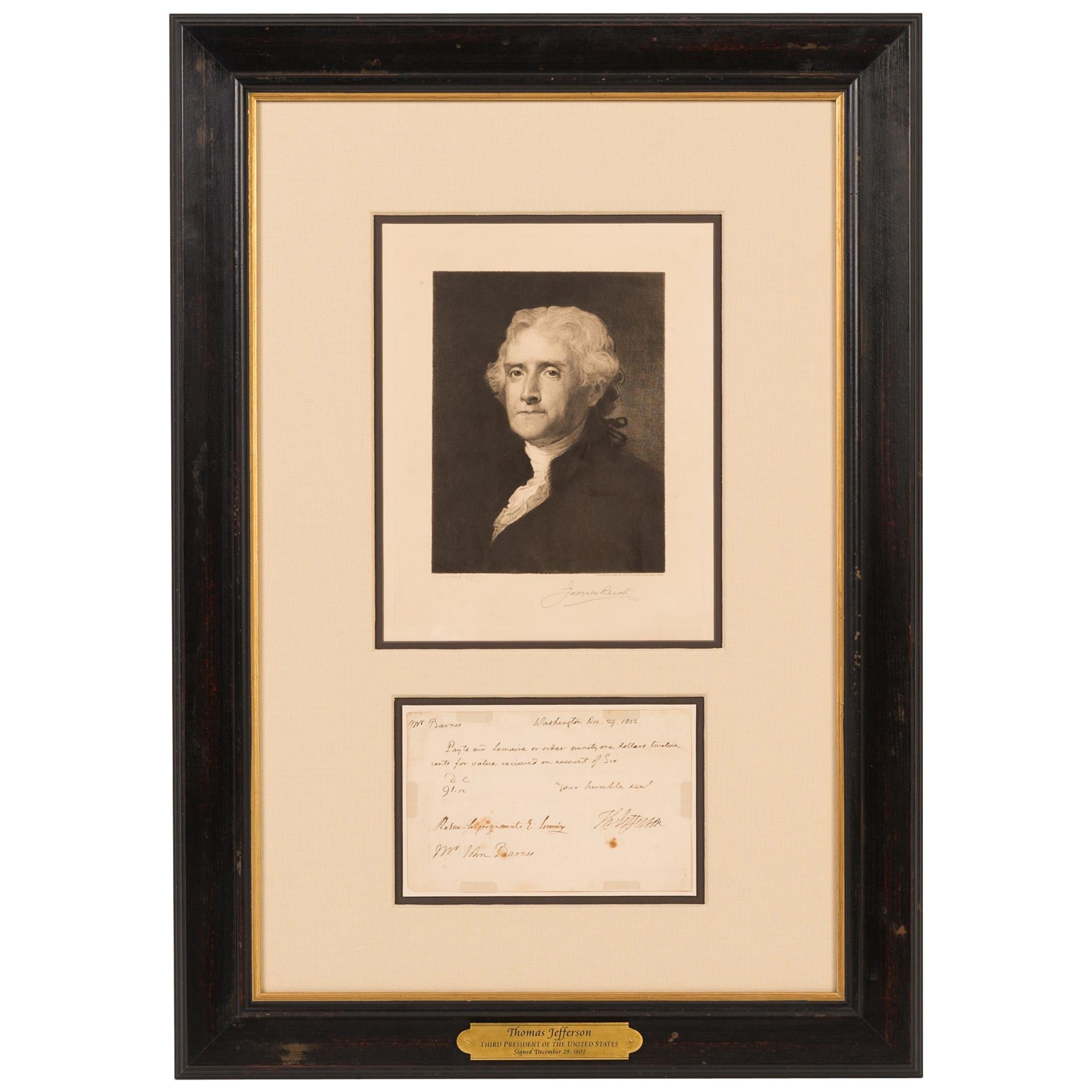 1802 Thomas Jefferson Signed Presidential Document Collage at 1stDibs