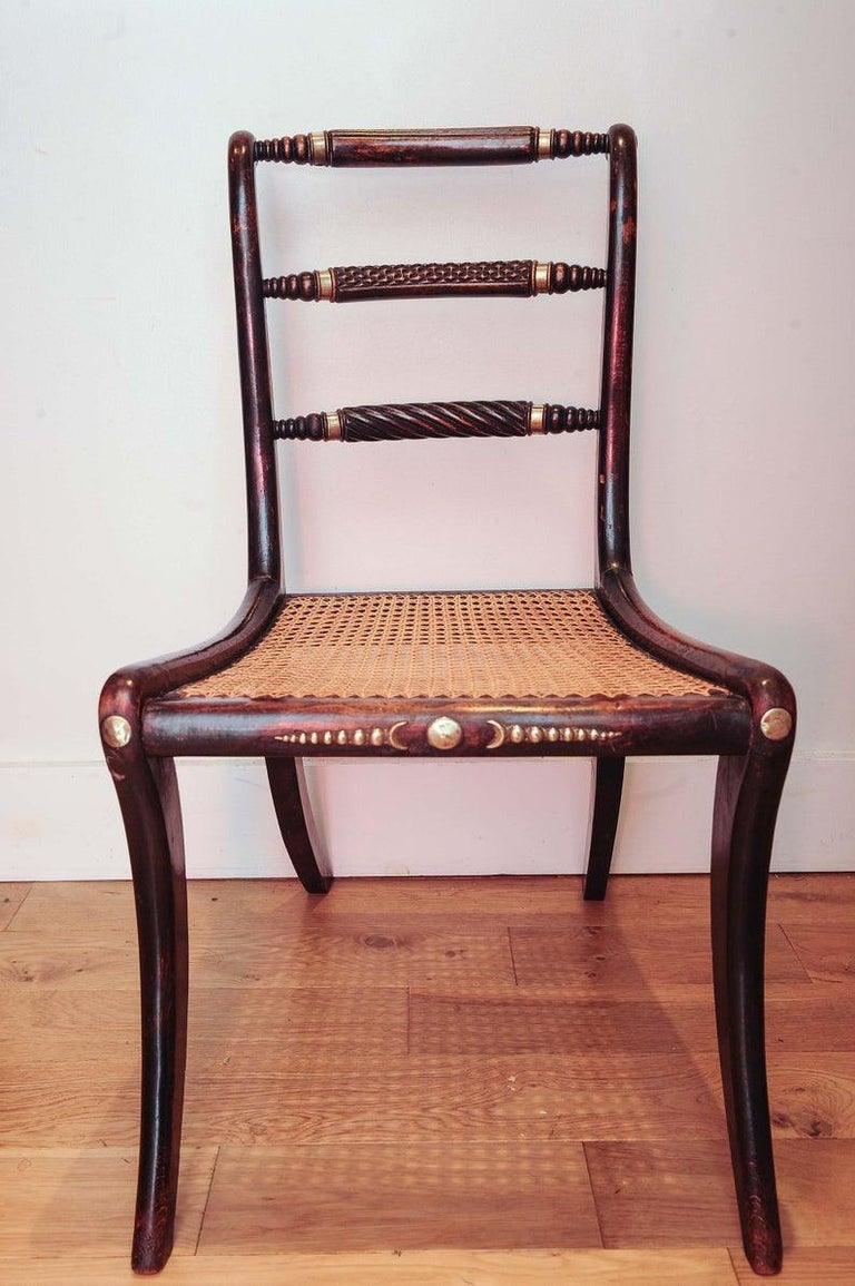 1805 Nelson Trafalgar Chair a Triple Rope-Back Cane Brass Collars on ...
