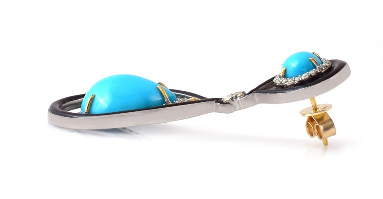 18.06 Carat Turquoise and Diamond Dangle Earrings Contemporary ...