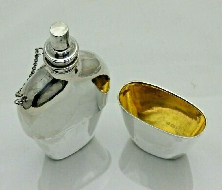 1808 Rare Georgian Antique Sterling Solid Silver Hip Flask 1\4 Pint ...