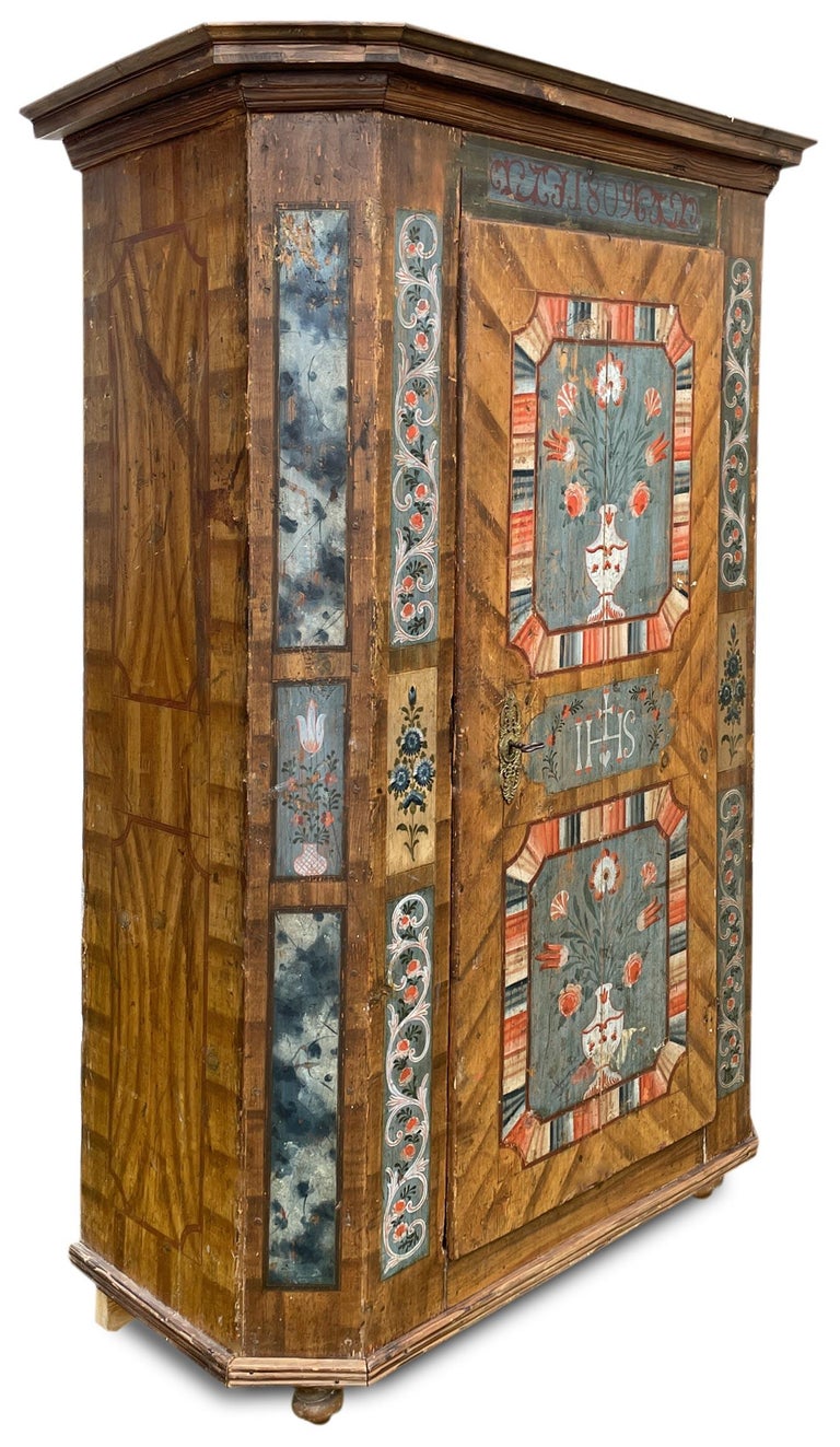 1809 Floral Painted European Cabinet For Sale at 1stDibs