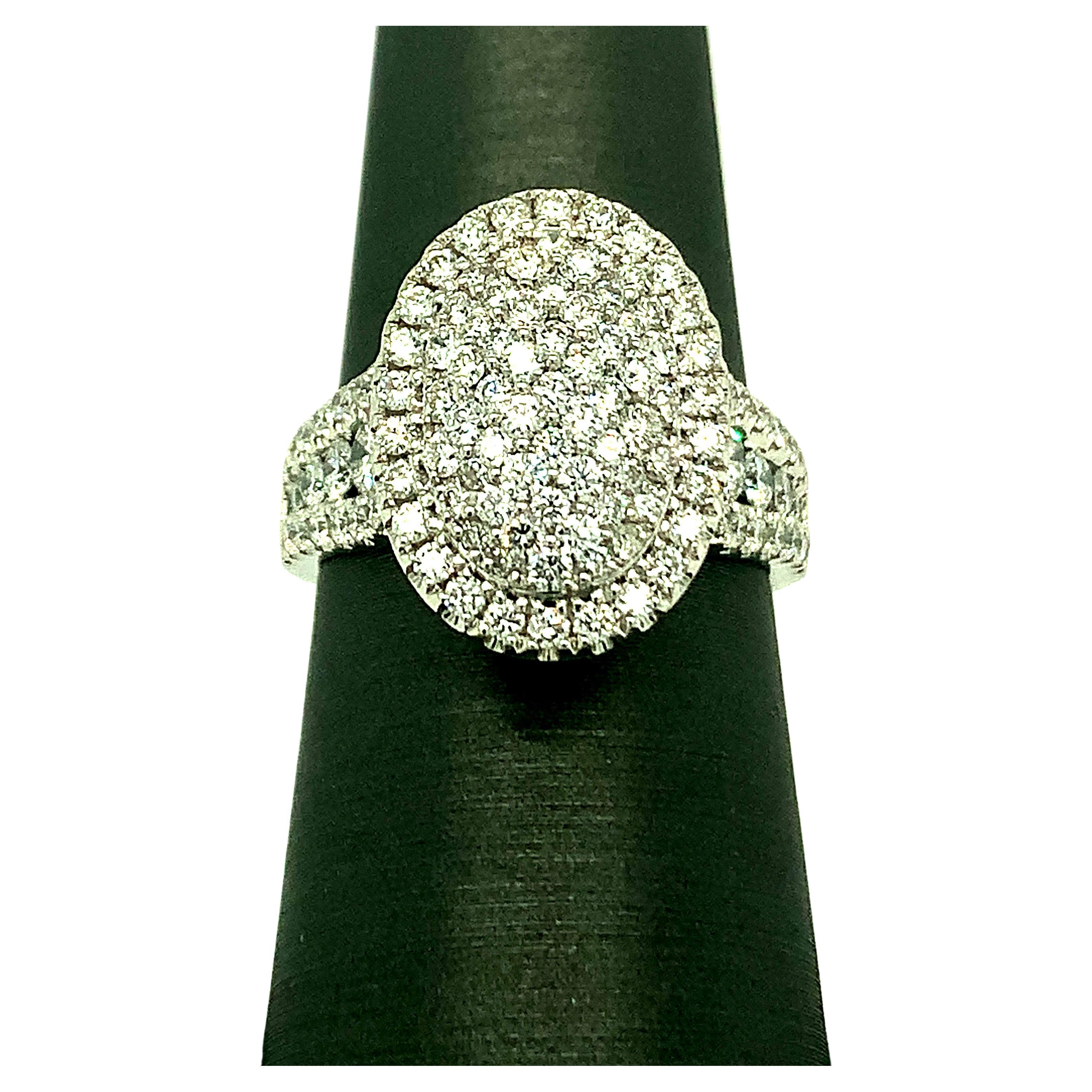 4.62 Carat White Diamond Pave Set Ring in 18K White Gold For Sale at ...