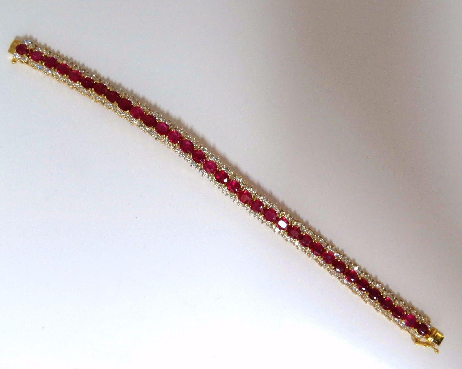 18.16 Carat Natural Bright Vivid Red Ruby Diamonds Three-Row Tennis ...