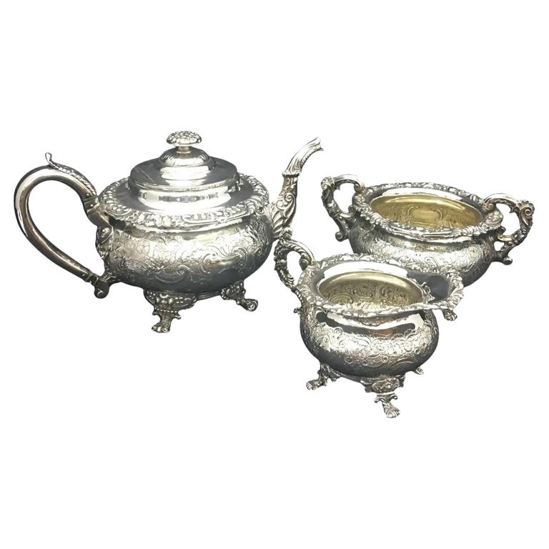 1818, Regency Old Sheffield Plate English Tea Set 3 Pieces at 1stDibs