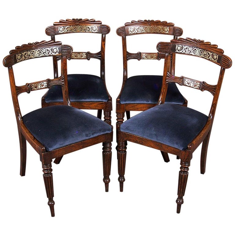 1820 Regency Style Set of Four Ash Inlaid Chairs, England For Sale at ...