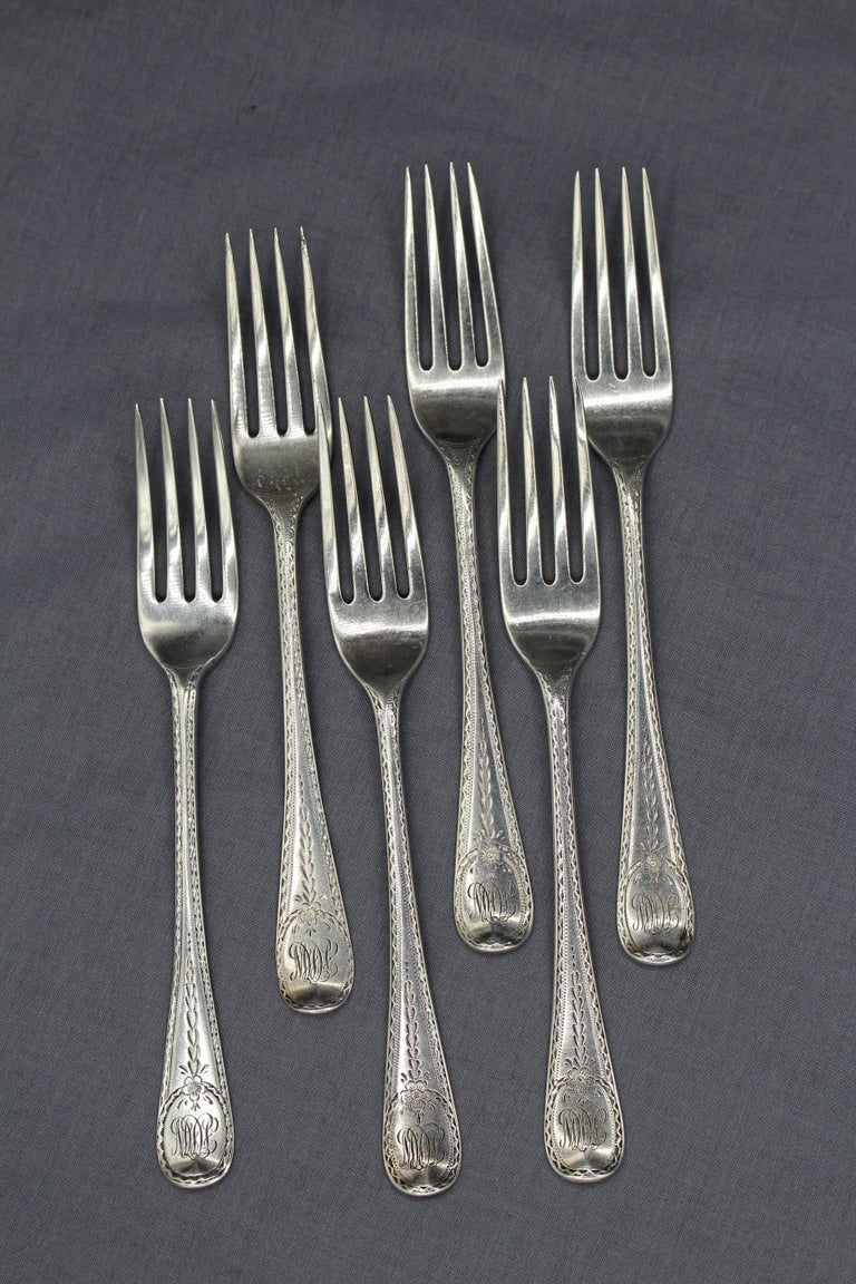 1824 and 1825 Assembled Set of 6 Hanoverian Engraved Forks For Sale at ...