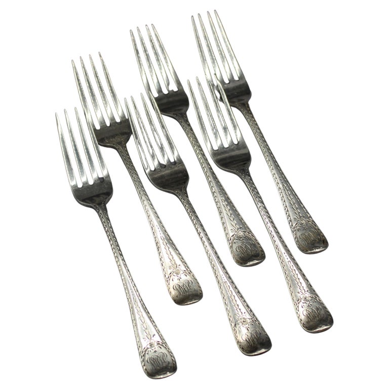 1824 and 1825 Assembled Set of 6 Hanoverian Engraved Forks For Sale at ...