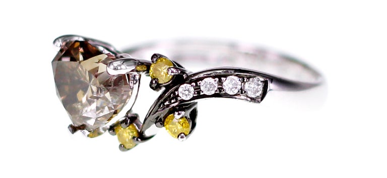 1.83 Carat Fancy Color Heart Diamond Engagement Ring at 1stDibs | heart ...