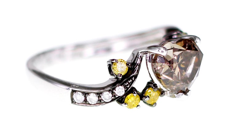 1.83 Carat Fancy Color Heart Diamond Engagement Ring at 1stDibs | heart ...