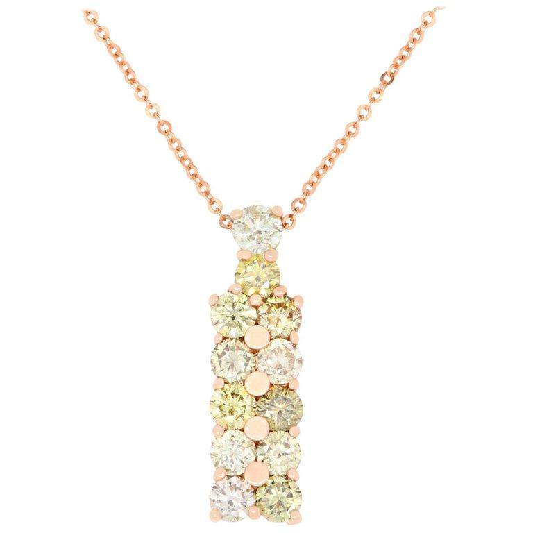 1.83 Carat Multi-Color Diamond Pendant 14 Karat Rose Gold at 1stDibs