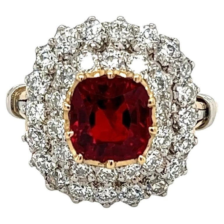 1.83 Carat No Heat GIA Natural Red Burmese Spinel Diamond Platinum ...
