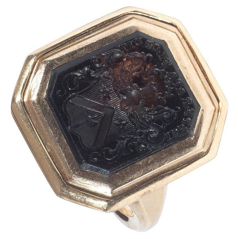 1830s Georgian Smokey Quartz Crest Intaglio Ring at 1stDibs | smokey ...