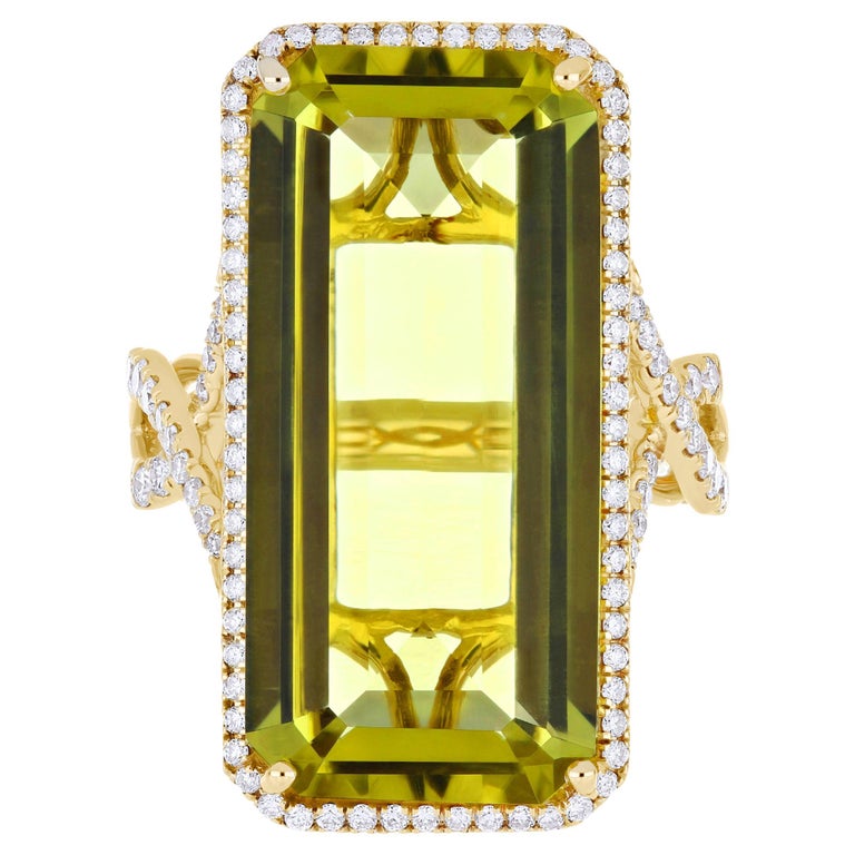 Customizable 18.35cts Lemon Citrine and Diamond 14 Karat Yellow Gold ...