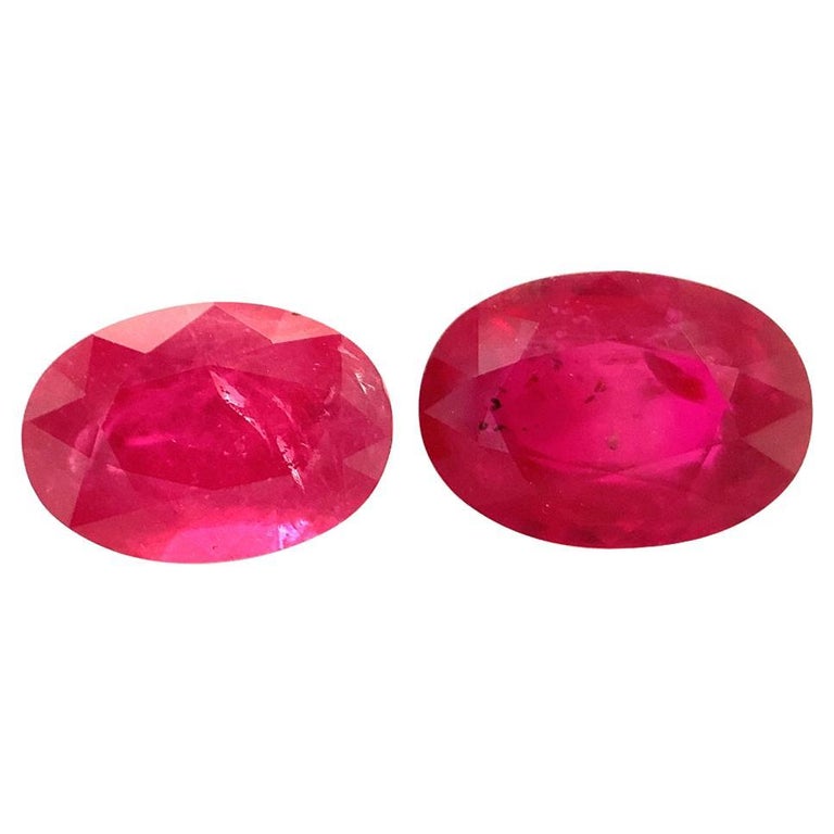 1.83ct Pair Oval Red Ruby from Mozambique at 1stDibs