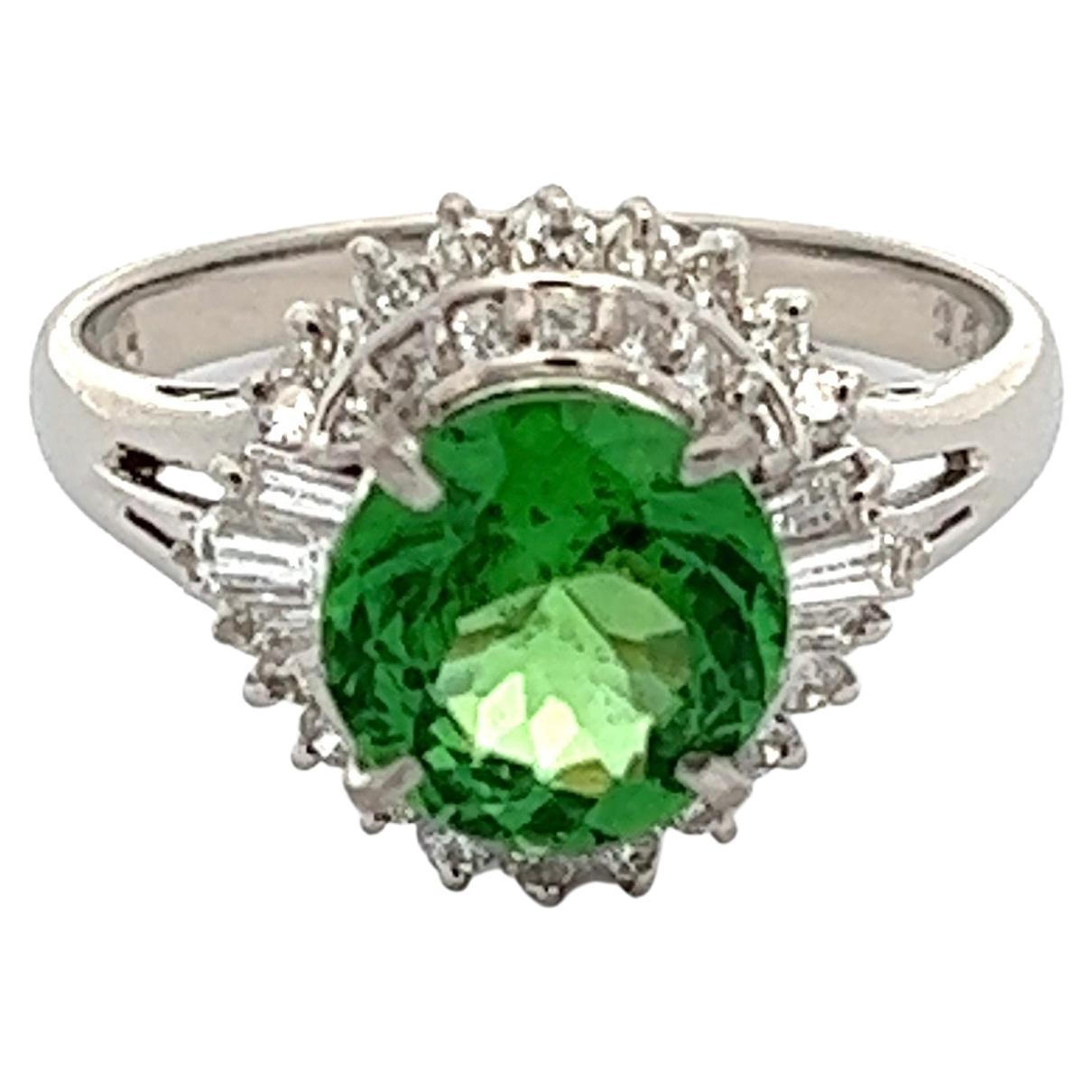 Tsavorite Garnet and Diamond Ring That Features 2 Round Tsavorite ...