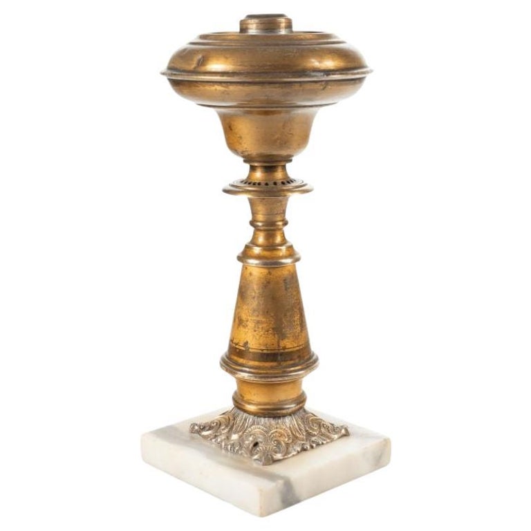 1840 American Brass Astral Lamp on Marble Base For Sale at 1stDibs