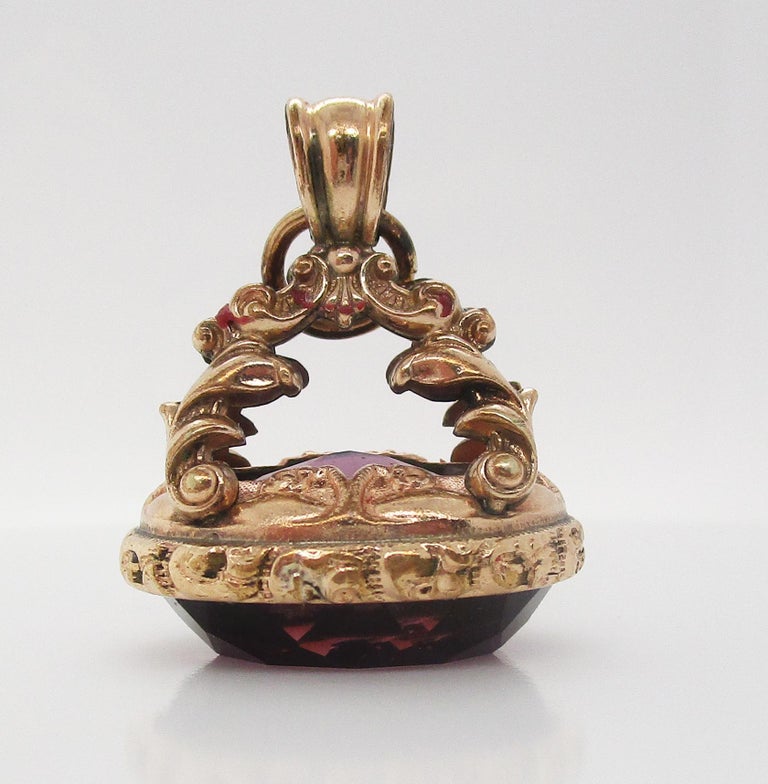 1840 Georgian Gold Filled Amethyst Watch Fob Pendant For Sale at 1stDibs
