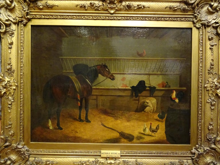 1840 Jhon Frederick Herring Sr Oil on Canvas "Stable with Horse ...