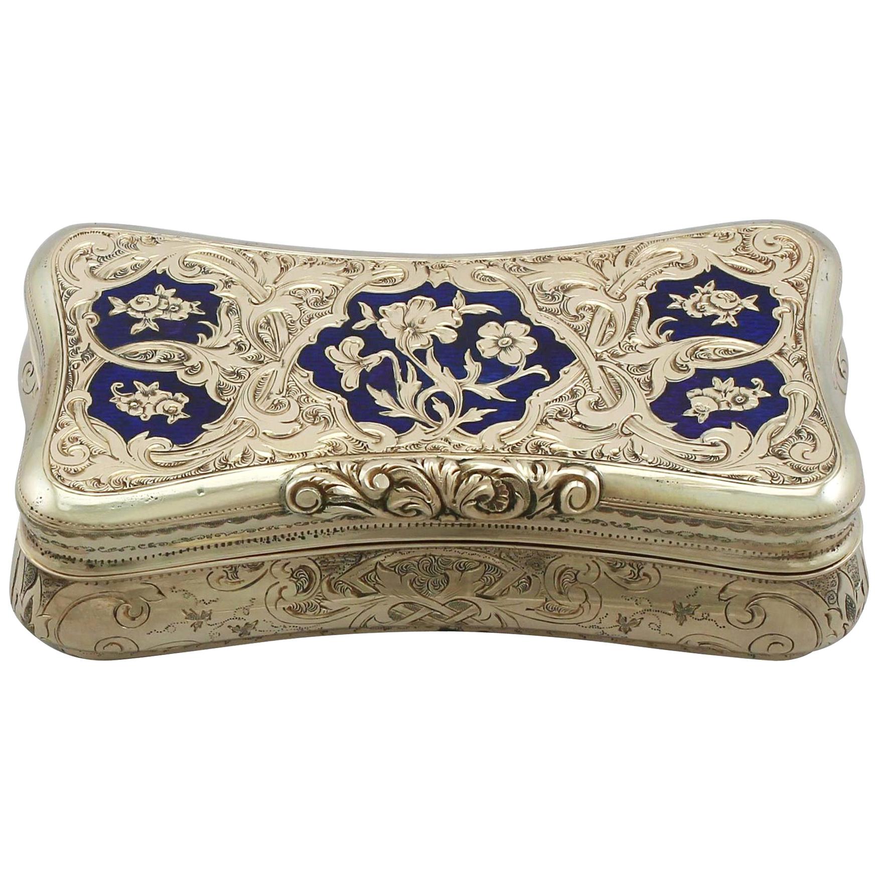 Antique Swiss Solid Gold and Blue Enamel Snuff Box For Sale at 1stDibs