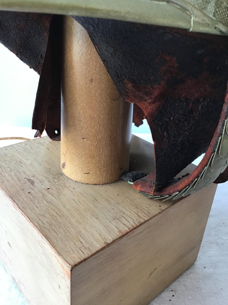 1840s French Fireman’s Helmet Lamp on Base For Sale at 1stDibs