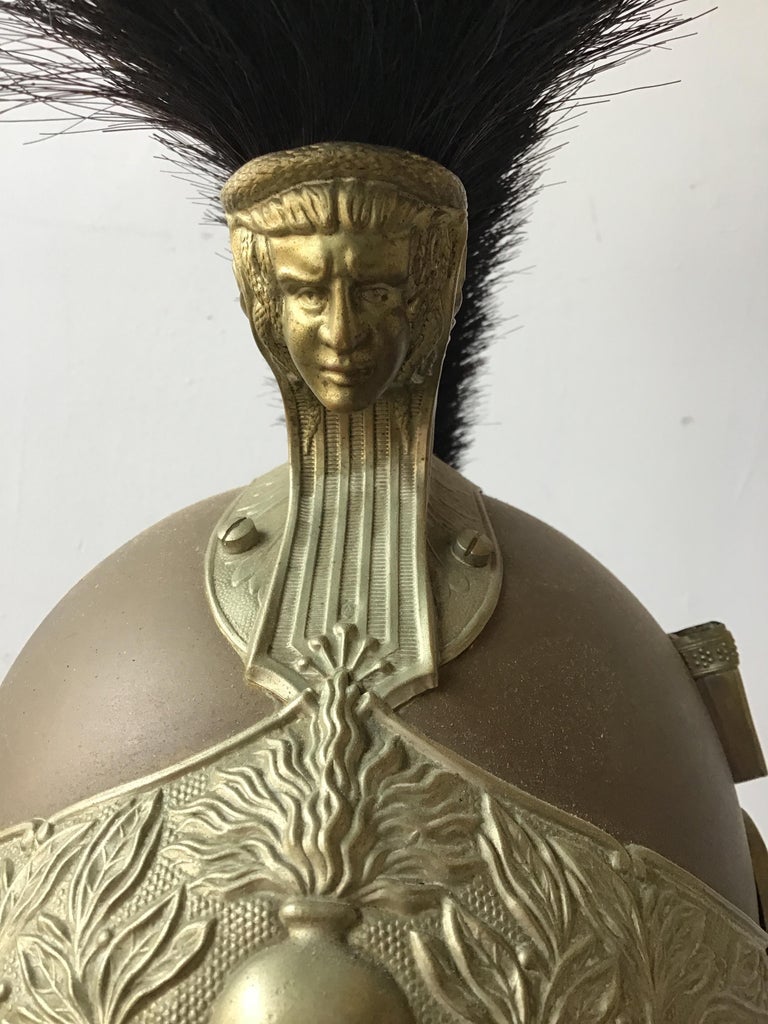 1840s French Fireman’s Helmet Lamp on Base For Sale at 1stDibs
