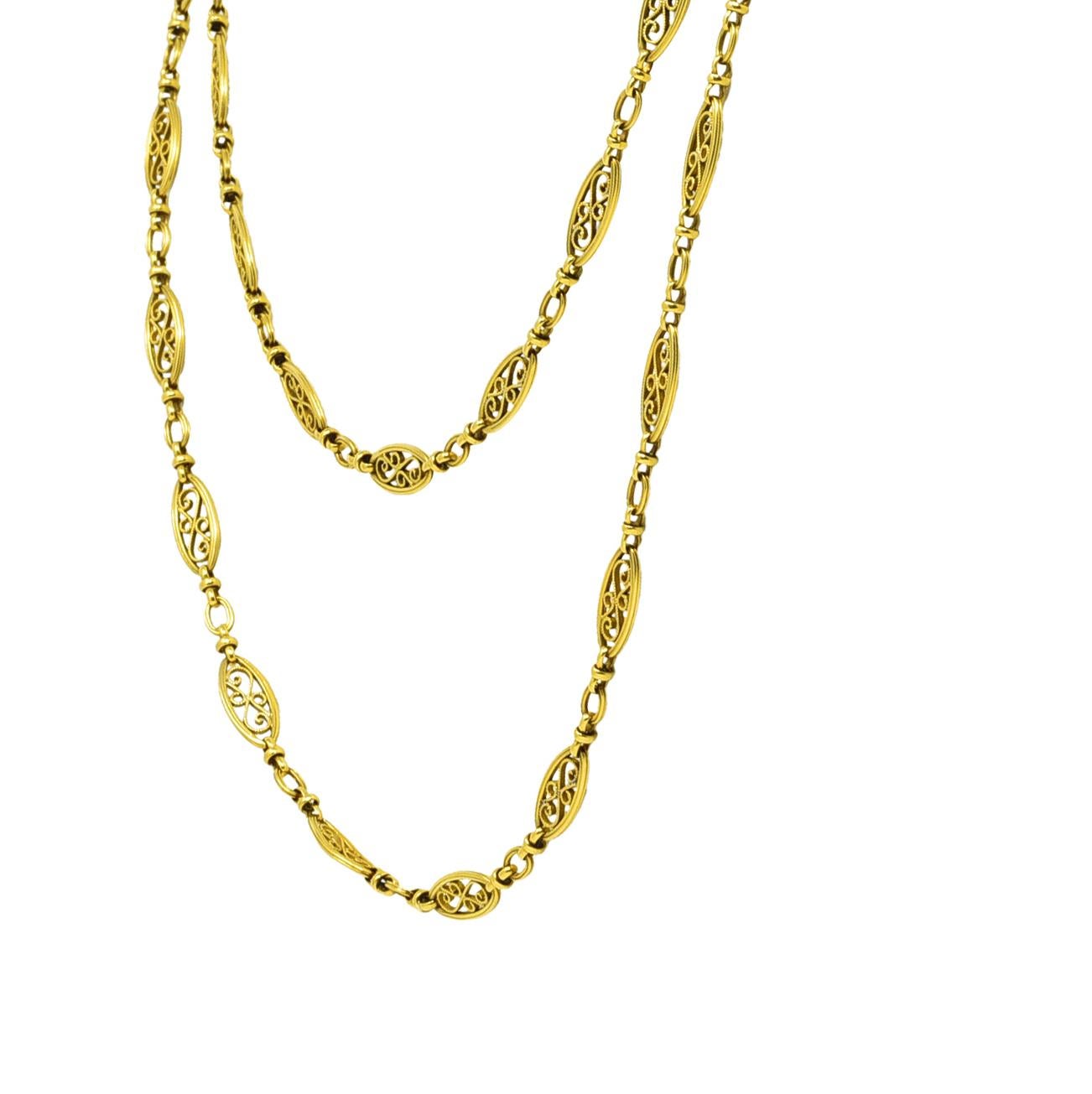 1840's French Victorian 18 Karat Yellow Gold Filigree Antique Chain at ...