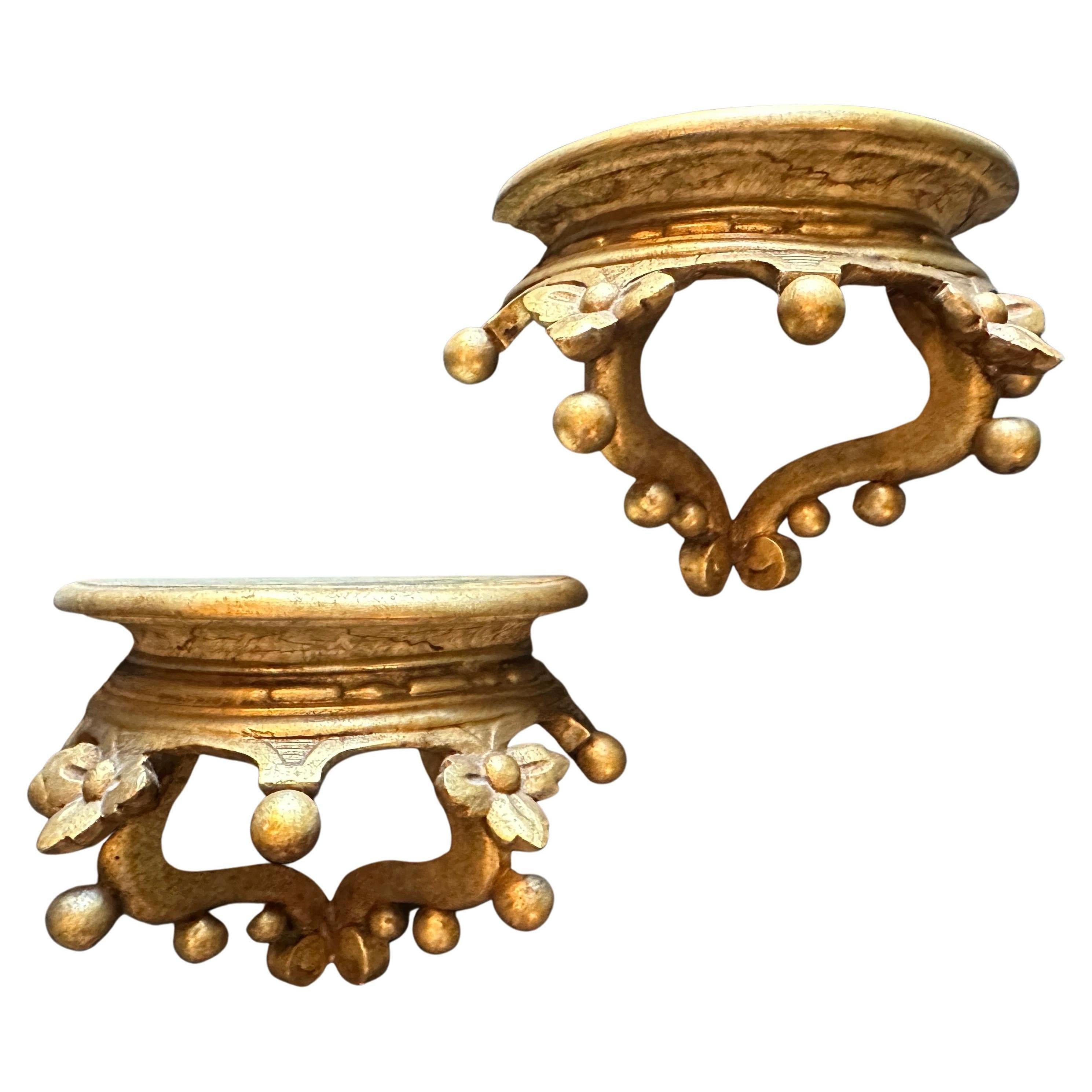 1840s Pair of Empire Small Lacquered and Gilded Wood Italian Wall ...