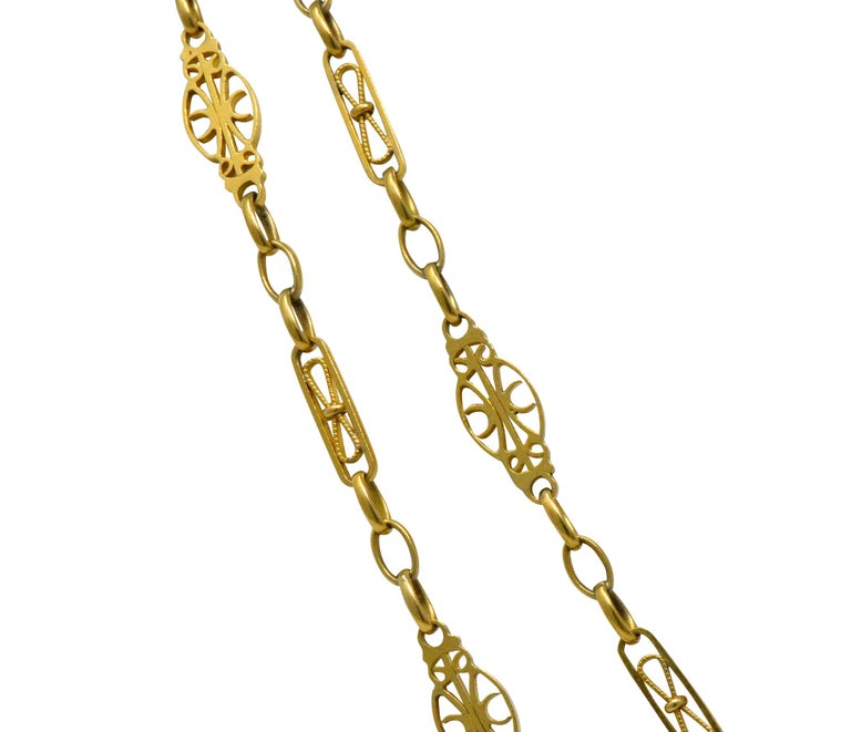 1840s Victorian 18 Karat Gold Long Chain Necklace at 1stDibs