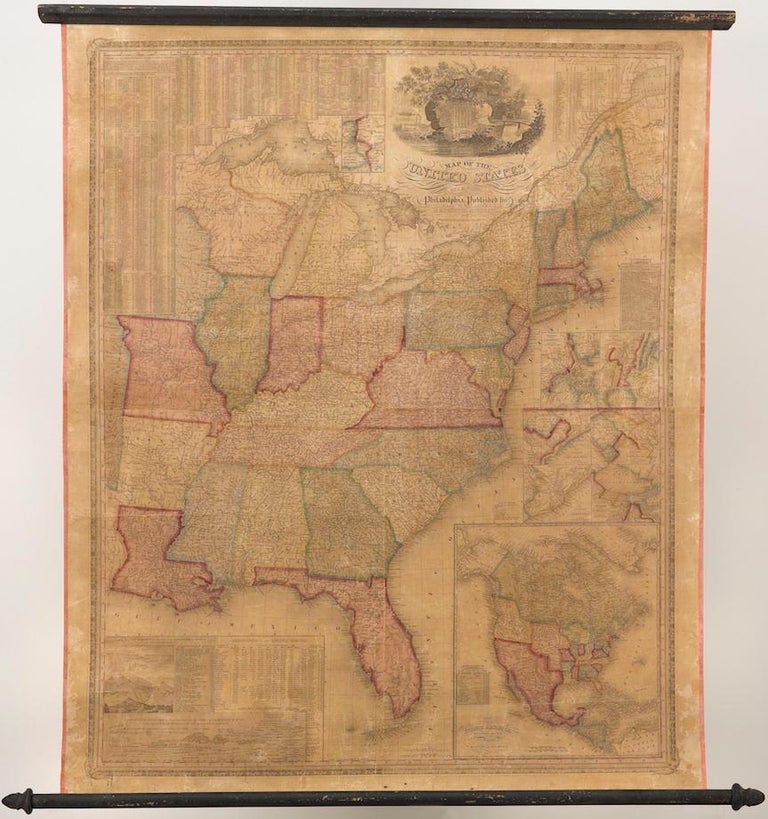 1842 Wall Map of the United States by J. H. Young, Published by S. A ...