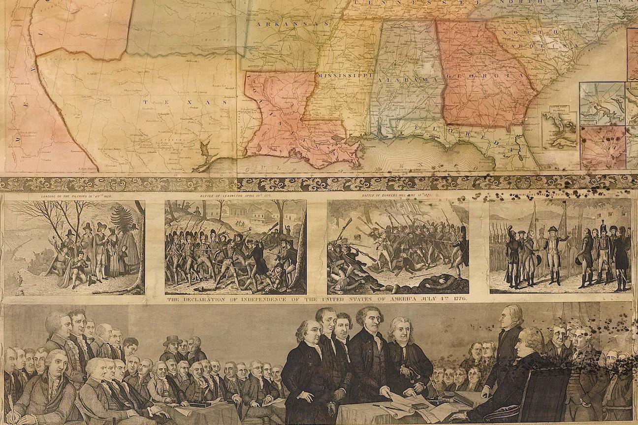 1846 "Traveller's Guide and Map of the United States" Antique Wall Map ...