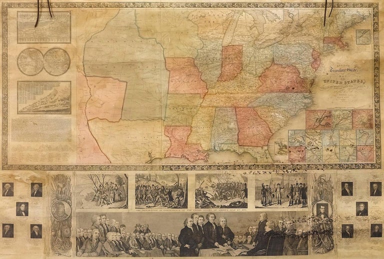 1846 "Traveller's Guide and Map of the United States" Antique Wall Map ...