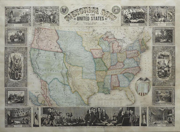 1847 "Pictorial Map of the United States" by Ensign and Thayer For Sale ...