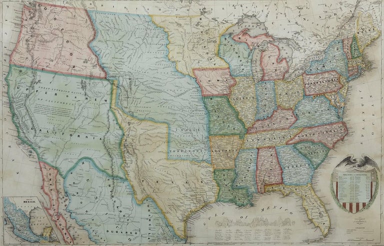 1847 "Pictorial Map of the United States" by Ensign and Thayer For Sale ...