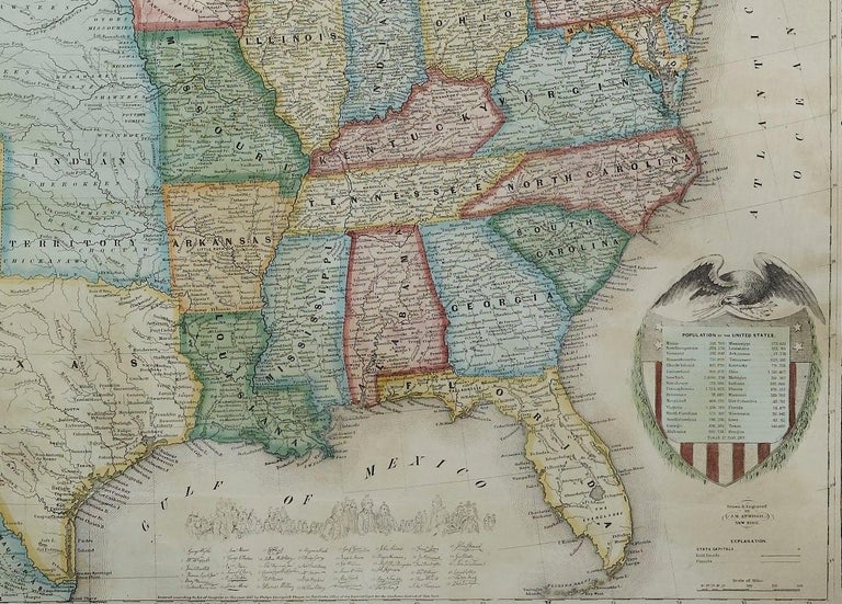 1847 "Pictorial Map of the United States" by Ensign and Thayer For Sale ...