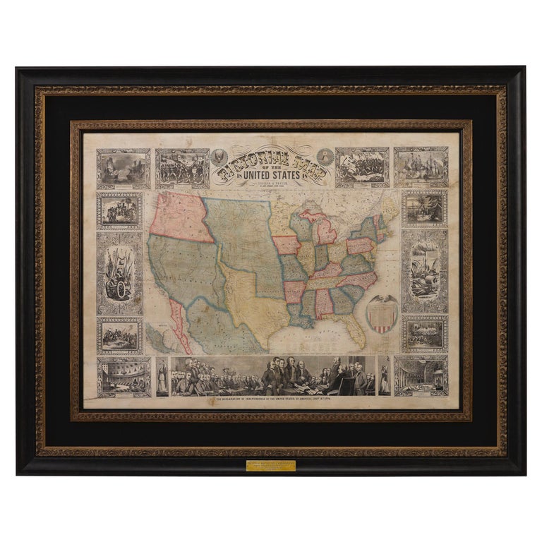 1848 "Pictorial Map of the United States" by Ensign and Thayer at 1stDibs