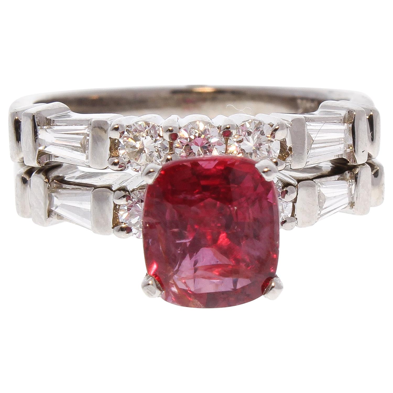 Mark Broumand 2.91 Carat Cushion Cut Ruby and Diamond Ring For Sale at ...