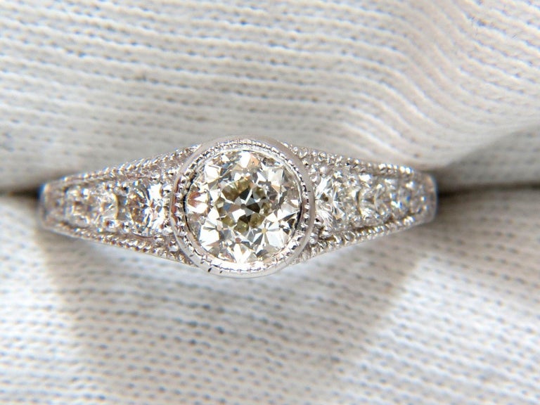 1.85 Carat Natural European Cut Flush Mount Diamond Ring 14 Karat I/VS ...