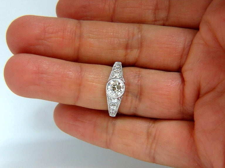 1.85 Carat Natural European Cut Flush Mount Diamond Ring 14 Karat I/VS ...
