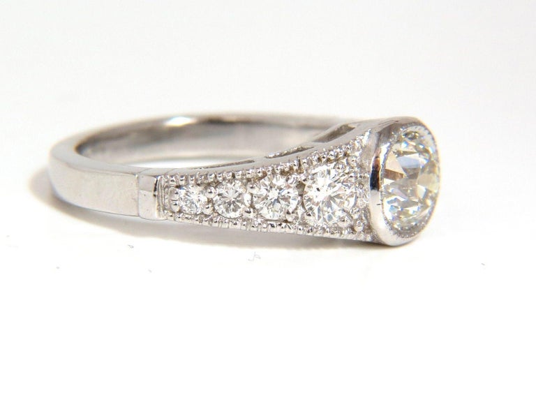 1.85 Carat Natural European Cut Flush Mount Diamond Ring 14 Karat I/VS ...