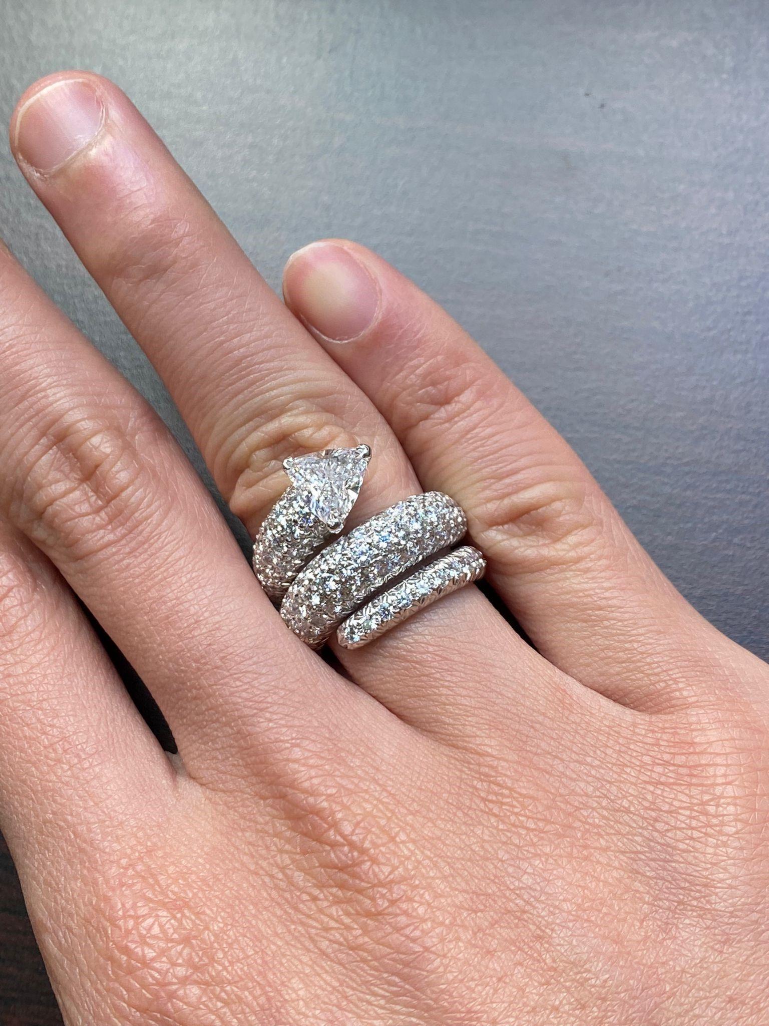 1.85 Carat Triangular Brilliant Diamond Ring in 18 Karat White Gold For ...