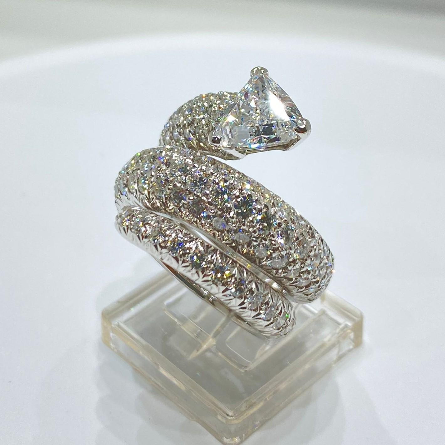 1.85 Carat Triangular Brilliant Diamond Ring in 18 Karat White Gold For ...