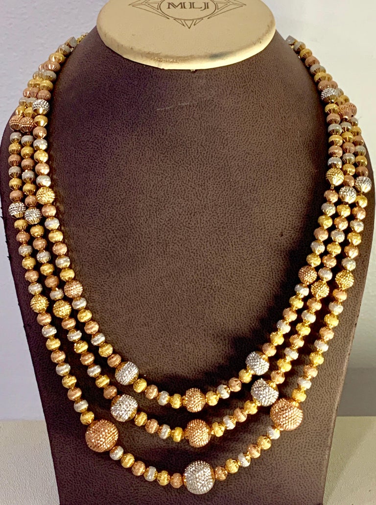 185 Gm 22 Karat Tricolor Gold Necklace and Earring Suite Bridal ...