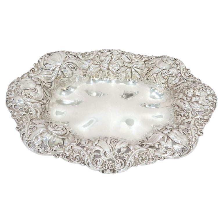 18.5 in - Sterling Silver Gorham Antique Flower-Decorated Footed ...